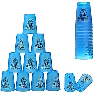 Tocypho 12 Pack Quick Stack Cups Set Plastic Sports Stacking Cups Training Game for Travel Party Challenge Competition (Blue)