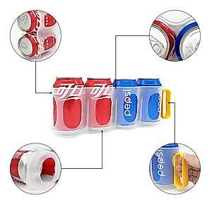 Soda Can & Bottles Organizer for Refrigerator,Beverage Storage for Kitchen Cabinet Organizer,Canned Food Bin Stackable Dispenser with handle for Freezer Fridge (yellow)