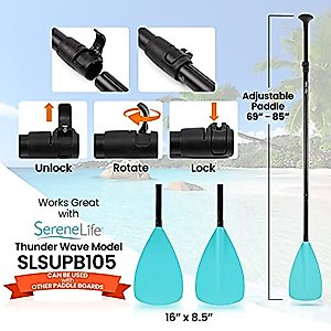 SereneLife Stand Up Paddle-Board Adjustable Paddle - Adjustable Water Paddle Oar for SLSUPB105 Free-Flow Inflatable SUP Stand Up Water Paddle-Board - SereneLife PRTSLSUPB105PDL
