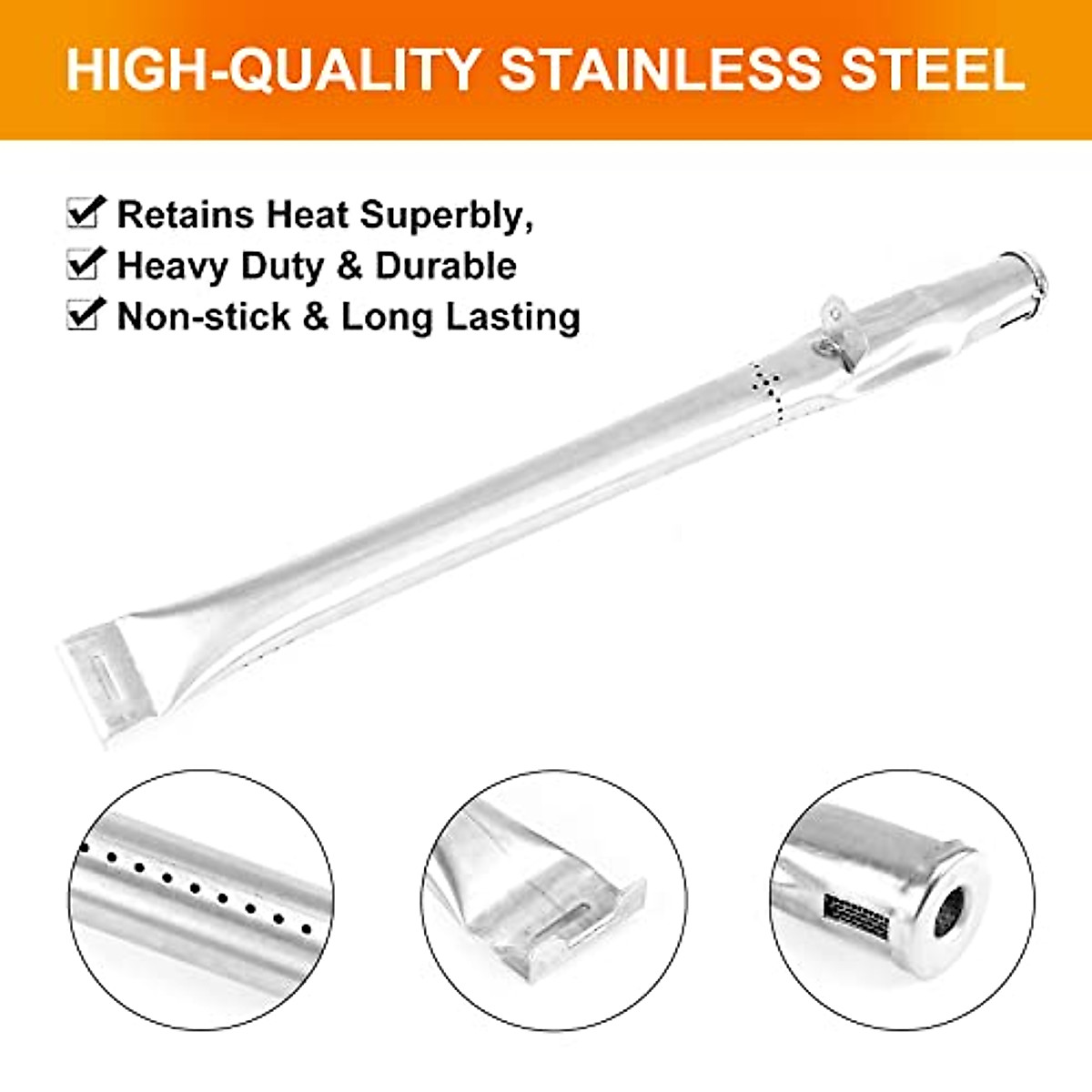 Hisencn Grill Replacement Parts for Dyna Glo DGC350CNP-D DGF350CSP DGF350CSP-D Grill, 2 PCS Heats Tents Heat Plates - Porcelain Steel, 2 PCS Straight Burner PipeTubes Repair Kit - Stainless Steel