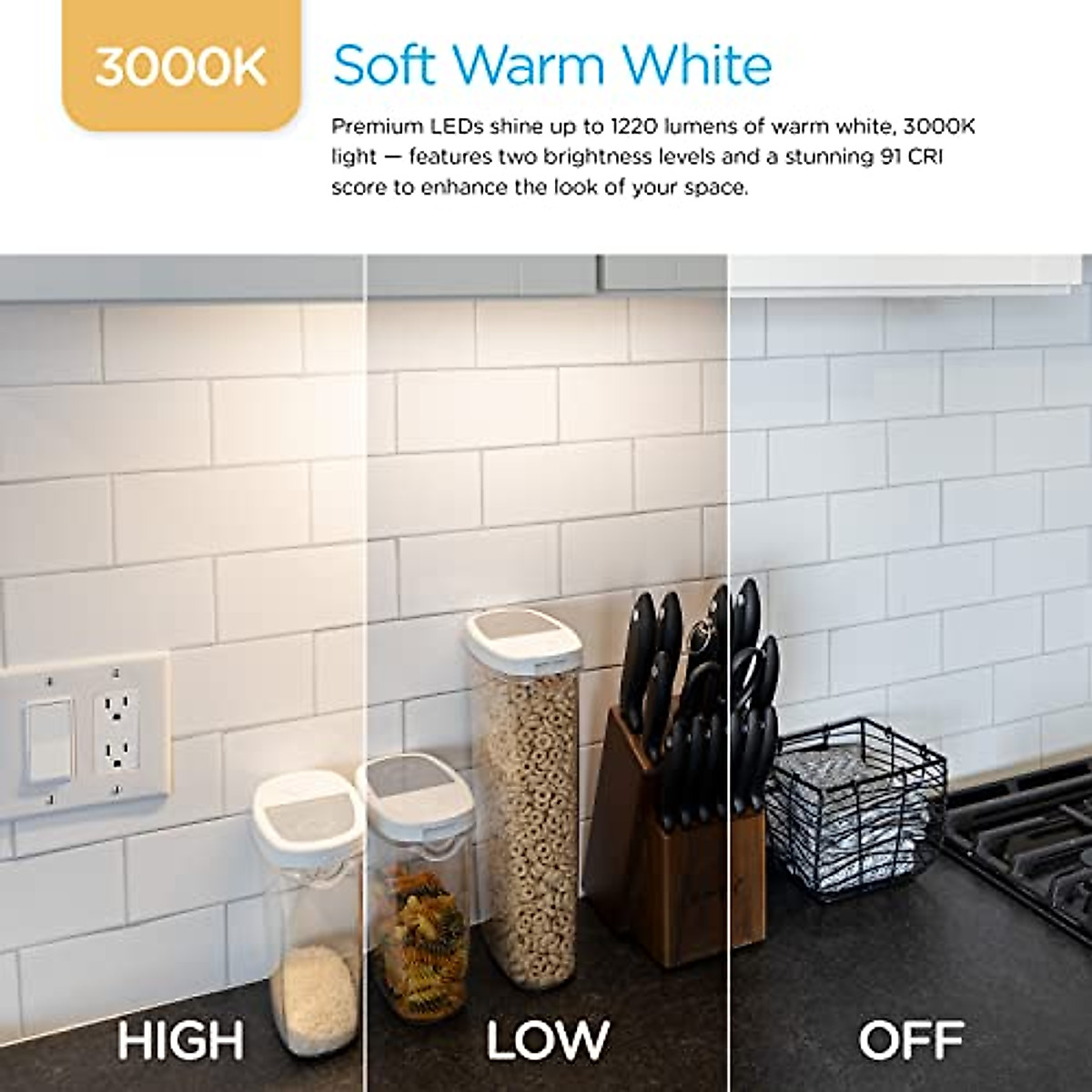 Enbrighten Premium Linkable Under Cabinet Fixture, 36in, LED, Linkable, 1220 Lumens, 3000K Bright White, 38847-T1