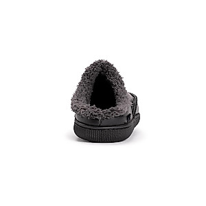 MUK LUKS Men's Faux Leather Clog Slipper, Black, 12-13