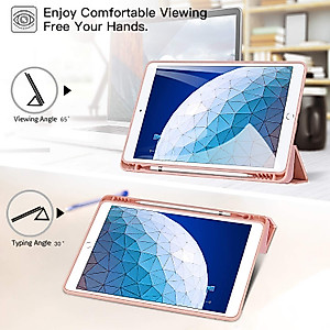 Ztotop Case for iPad Air 10.5" (3rd Gen) 2019/iPad Pro 10.5" 2017 with Pencil Holder, Ultra Slim Soft TPU Back and Trifold Stand Cover with Auto Sleep/Wake Full Body Protective Smart Case Rose Gold