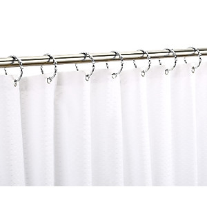 CHICTIE Chrome Shower Curtain Rings, Silver Rustproof Decorative Shower Hooks, Set of 12 Premium Metal Shower Rings Hangers HK5# Circle Ring Design