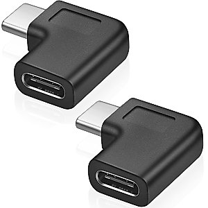 URWOOW USB C Right Angle Adapter,90 Degree USB C to USB Type-C Male to Female Adapter Convertor Extension, for Laptop & Tablet & Mobile Phone (2 Pack).