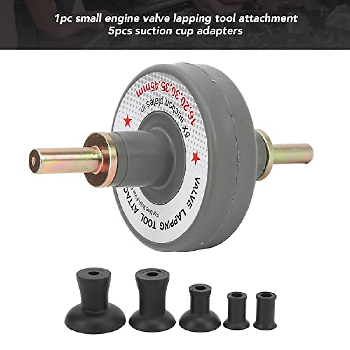 Valve Lapping Tool Kit, Valve Lapping Tool Attachment Kit 1000rpm to 1250rpm Engine Valve Lapper Kit with 5 Suction Plates, Car Repair Tool Kit Universal for Grinding Small Engine