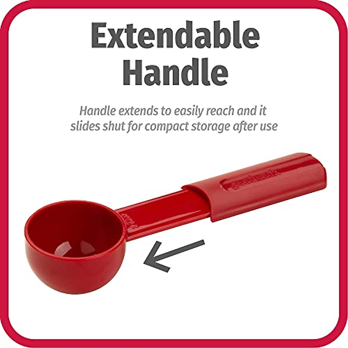 Goodcook Extendable Coffee Scoop, 2 Tablespoon, Small, Red