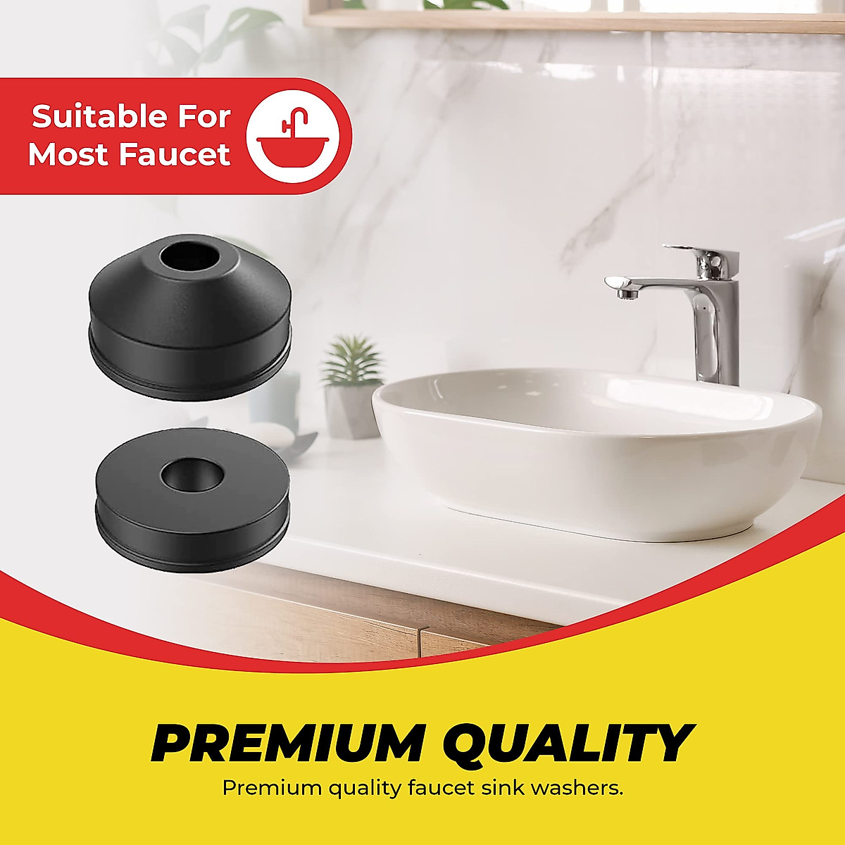 Flat and Beveled Faucet Washers and Brass Bibb Screws Assortment, 48 Pieces