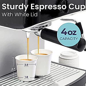 [100 Pack] 4 Oz Disposable Paper Coffee Cups with White Lids, Espresso Paper Cups with Lids, To Go Coffee Cups for Hot and Cold Beverage, On the Go Cups for Espresso, Hot Chocolate, Cortado, Macchiato