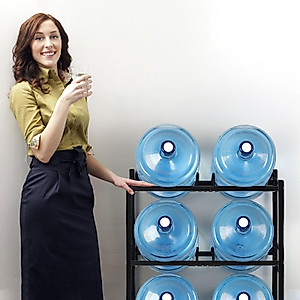 5 Gallon Water Bottle Holder, 3 Tier Water Jug Rack, Water Cooler Jug Rack for 5 Gal Water Bottle, Water Jug Dispenser Stand, Heavy Duty 5 Gallon Water Jug Stand for 6 Bottles with Lifter