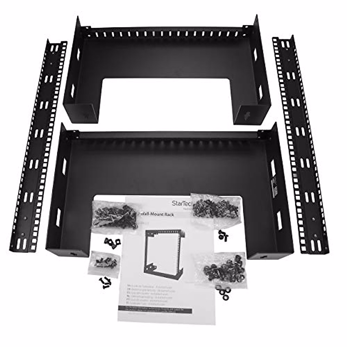 StarTech.com 2-Post 15U Heavy-Duty Wall-Mount Network Rack, 19" Open Frame Server Rack, 12" Deep, Wall Mount Data Rack for IT / AV / Patch Panel / Computer Equipment (RK15WALLO)