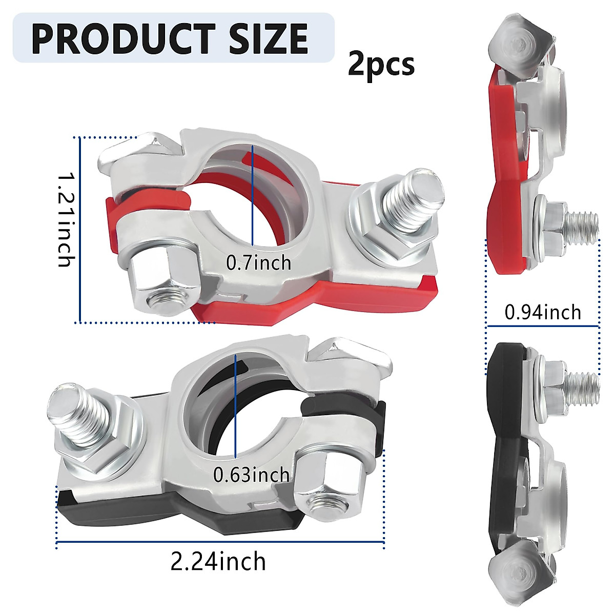 2PCS Car Battery Terminals Compatible with Nissan Altima Maxima,Copper Battery Terminal Connectors for Battery Cable Ends,Negative & Positive Battery Terminal OEM#243407F001 243407F000