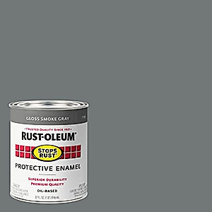 Rust-Oleum 7786502-2PK Stops Rust Brush On Paint, 1 Quarts (Pack of 2), Gloss Smoke Gray, 2 Can