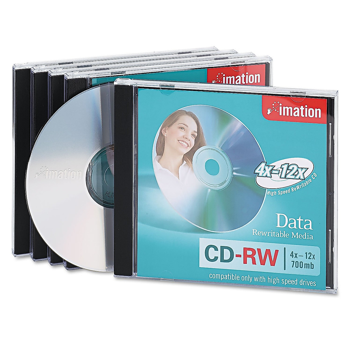 Imation Corp 5PK CDRW 700MB 80MIN-4X 10X W/ JC ( 16950 )