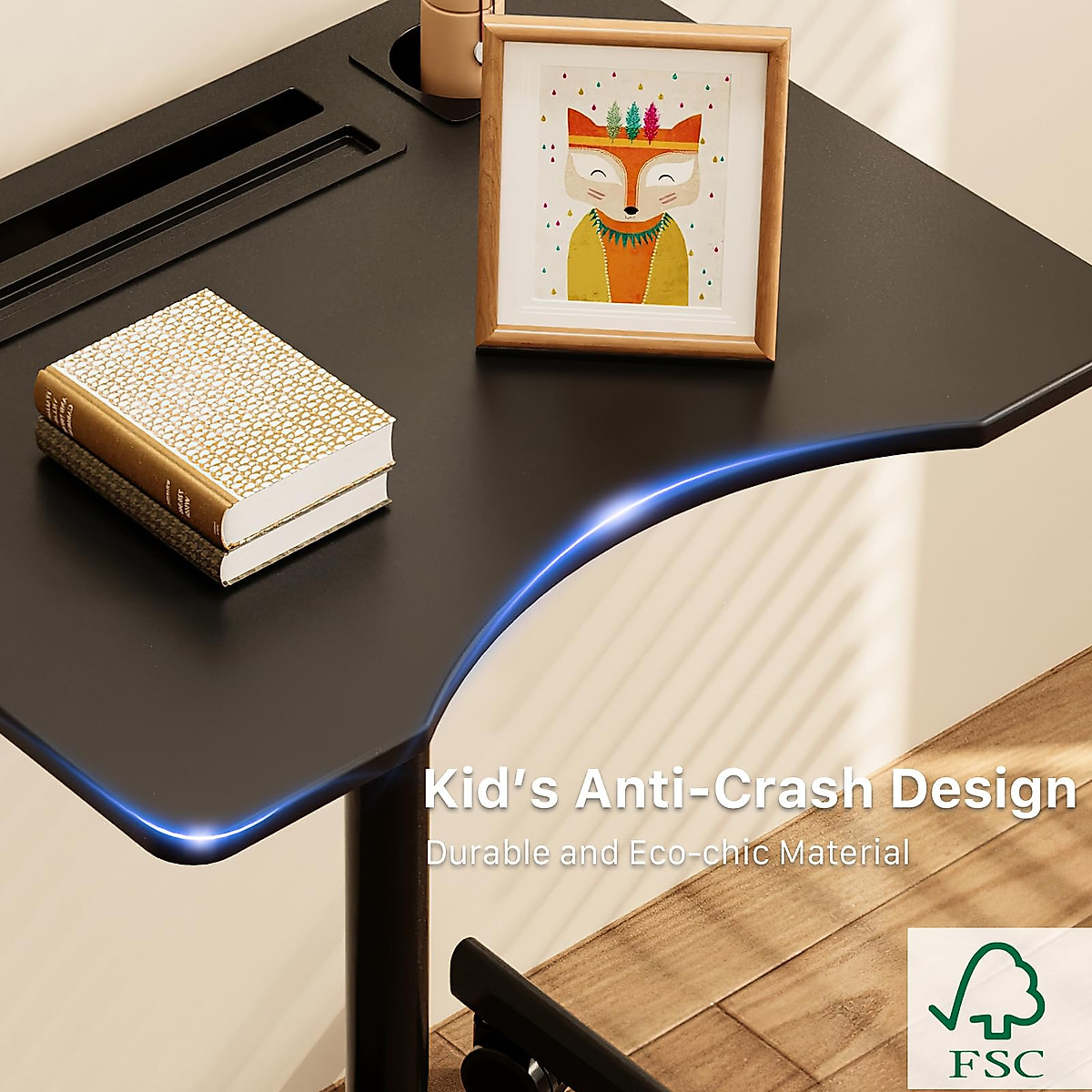 JYLH JOYSEEKER Mobile Standing Desk, 28 inch Height Adjustable Rolling Laptop Desk, Pneumatic Sit Stand Desk with Lockable Wheels, Portable Desk Workstation for Home Office, White