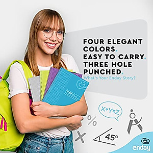 Emraw Graph Paper Notebooks Spiral Quad Ruled Grid Notebook Heavy Duty White Paper 100 Sheets Assorted Colors Wire Bound Graphing Books (Pack of 4)