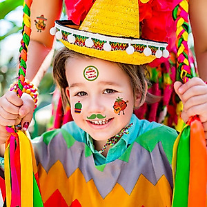 75 Pieces Fiesta Party Supplies Tattoos for Kids, Mexican Cinco De Mayo Party Decorations Favors, Final Fiesta Taco Bachelorette Fake Tattoos Stickers for Adult Boys Girls