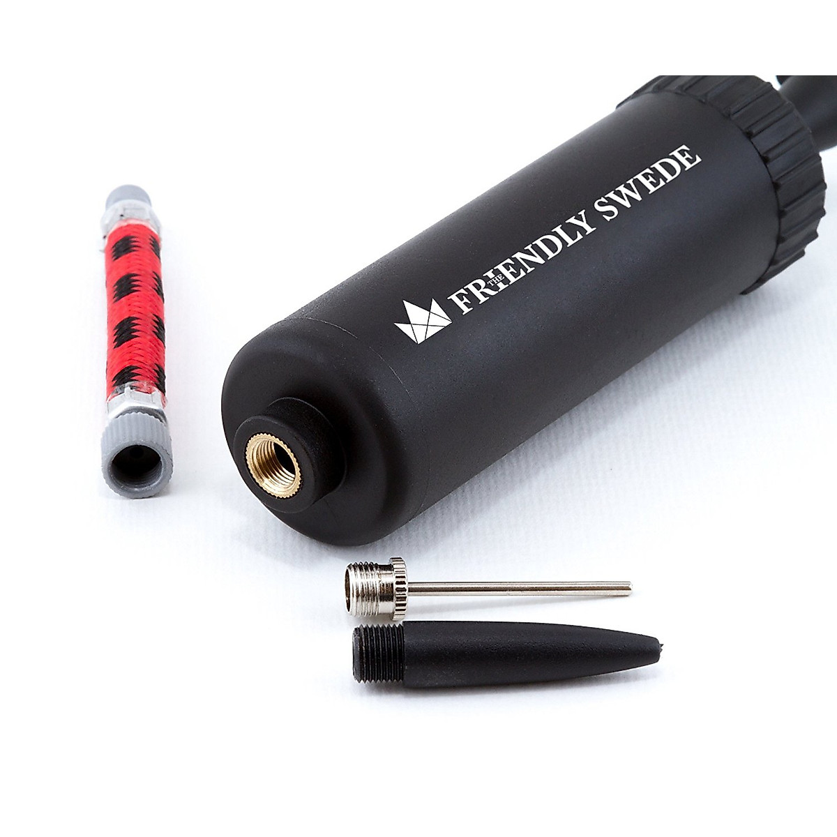 The Friendly Swede Ball Pump for Sports Balls, Including Ball Pump Needles and Nozzles, Hand Air Pump for Balls, Basketball Pump, Hand Pump for Inflatables, Soccer Ball Pump - Black (3 Pack)