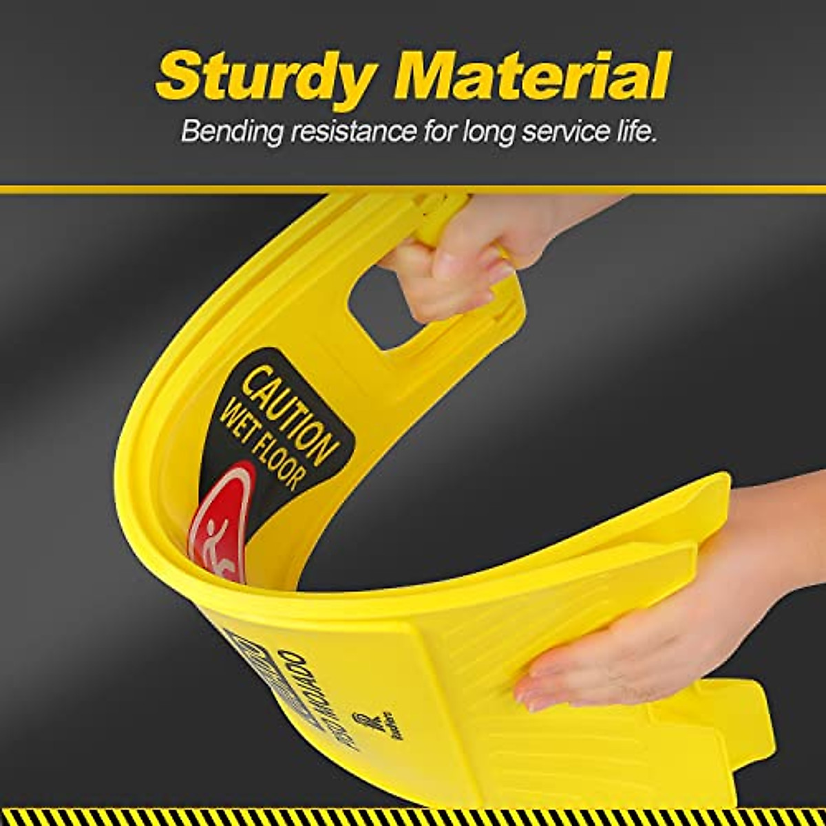 RoadHero 2 Pack Wet Floor Sign, 2-Sided Yellow Caution Signs, Bilingual Collapsible Warning Signs for Commercial Use 24"