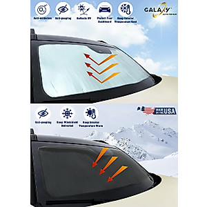 GalaxyAutoShield Custom Fit Reflective Windshield Sun Shade for 2021 2022 2023 2024 Ford Mustang Mach-E Mache 4Door, Insulated Window Sunshade Privacy Accessories Blockout UV Reflector Protection