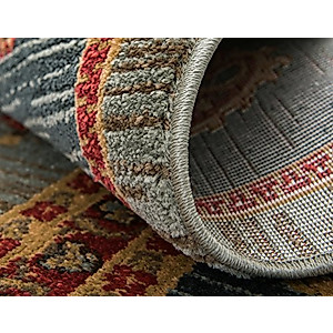 Unique Loom Fars Collection Modern Medallion Tribal Design with Natural Hues Area Rug, 9 ft x 12 ft, Light Blue/Navy Blue