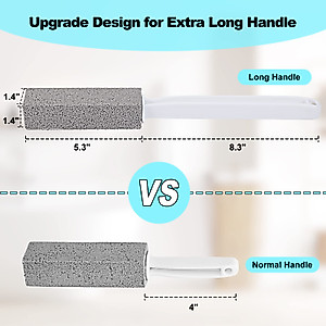 HongWay Toilet Pumice Stone for Cleaning 4 Pack, with Extra Long Handle, Pumice Scouring Pad Pumice Stick Cleaner for Cleaning Toilet, Bathtubs, Kitchen Sink, Grill, Household