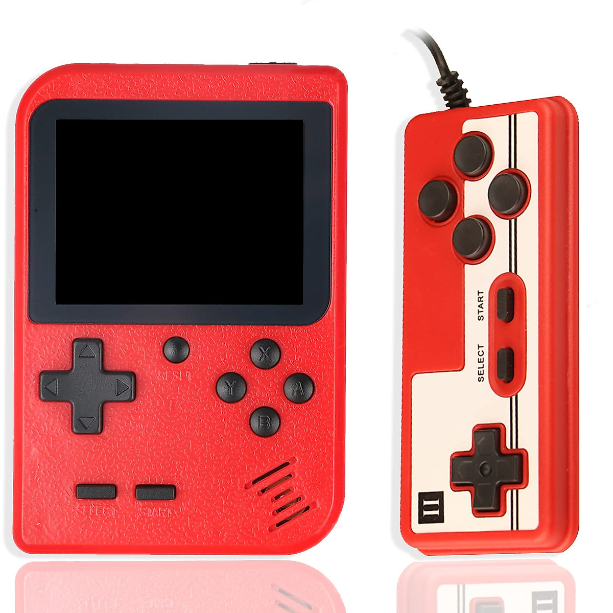 Nikodocr Portable Handheld Game Console, 3 Inch LCD Screen Portable Video Game Console with 500 Classic Games, 1020mAh Rechargeable Battery Support for Connecting TV and Two Players (Red)