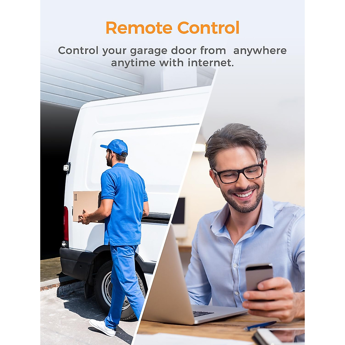 Smart Wi-Fi Garage Door Opener, Compatible with Apple HomeKit, Siri, Alexa & Google Assistant, Carplay, App Remote Control, Only Support 2.4GHz Networks