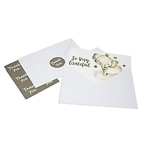 36 Safari Thank You Cards Boxed With Envelopes and Stickers, Kids or Baby Shower Thank You Note, Jungle Greenery Gold 4x6 Varied Zoo Animal Giraffe Gratitude Card Pack For Party, Girl Boy Children Birthday Stationery