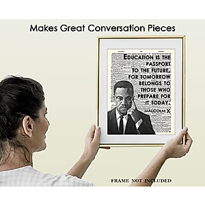 "Education is the Passport to the Future…" Malcolm X: Positive Quotes; Inspirational, Motivational Wall Art Decor Poster for Office, Classroom, Livingroom & Bedroom | Unframed Posters 8x10"