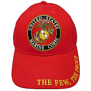 United States Marine Corps The Few The Proud Red Adjustable Embroidered Cotton Hat Cap - Officially Licensed