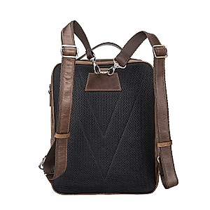 Bayelon Genuine Leather Backpack Vintage Laptop Bag for Women & Men, Travel Daypack, School Bag, Slim Business Bag (Dark Brown)