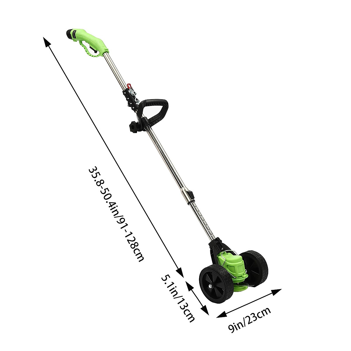 Cordless Grass Trimmer, String Trimmer Lawn Edger, Battery Powered Grass Trimmer Adjustable Height Weed Eater Tool for Lawn Care and Yard Work (1, Black, Green)