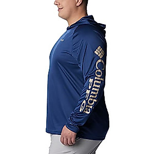 Columbia Men's Terminal Tackle Hoodie, Carbon/Ancient Fossil Logo, Large