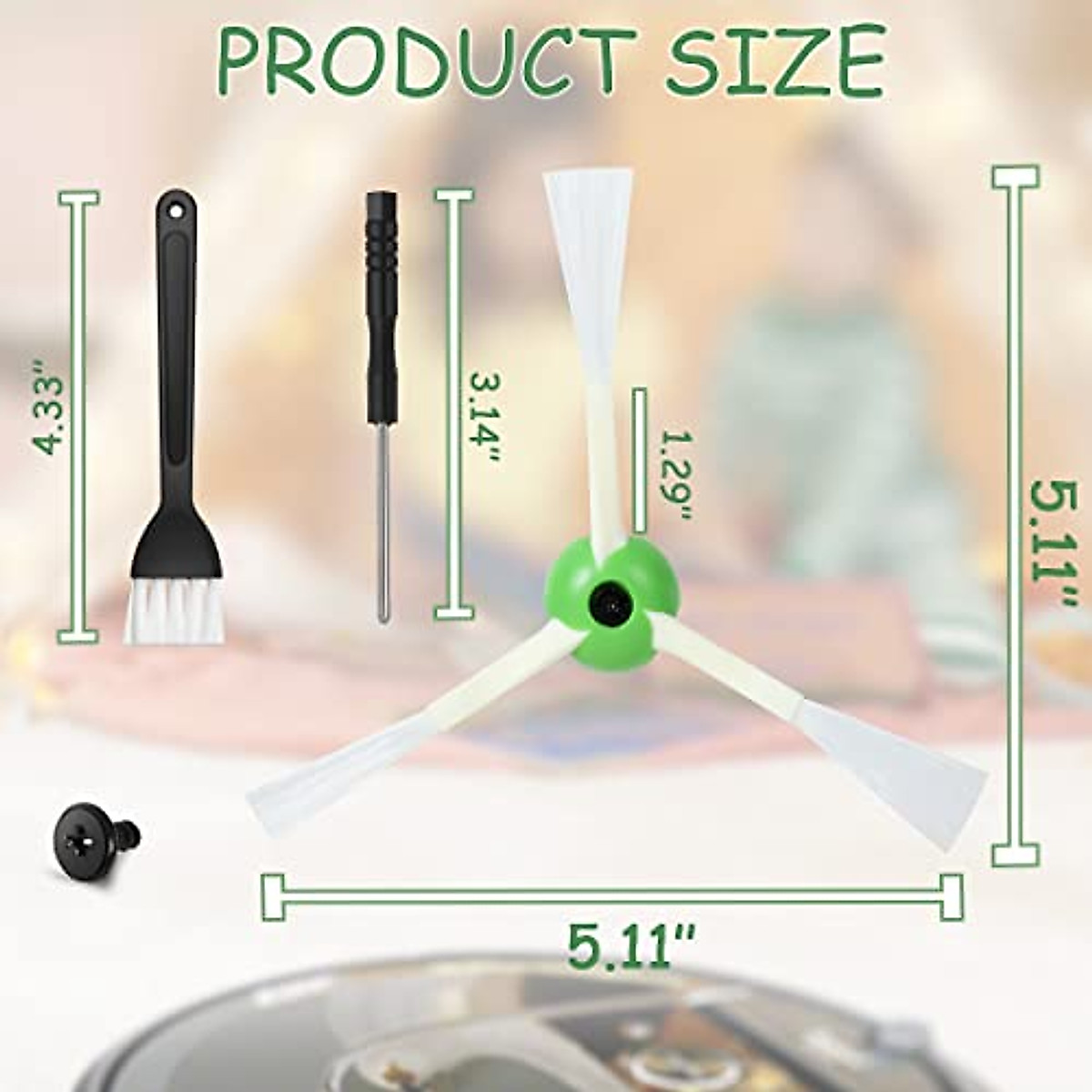 Gusnilo 6 Side Brush Replacement Accessories for irobot Roomba i/e Series Robotic Vacuum Cleaner E5 E6 i3 i3+ i7 i7+ i6 i6+ j7 j7+ Replacement Parts Kit with 6 Screws 1 Screwdriver 1 Small Brush