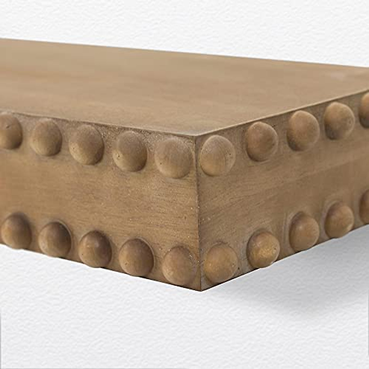 American Art Decor Small Rustic Beaded Wood Decorative Floating Wall Mounted Shelf - Natural - 24.75" L x 3" H x 9.5" D