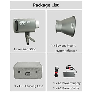 Aputure Amaran 300c Photography Lighting, 300W Full Color RGBWW, Bowens Mount Continuous LED Video Lighting, 26,580 lux @ 1m APP Control, CCT 2,500K-7,500K, Gray