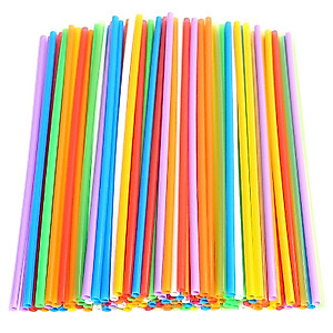 100 Pcs Colorful Plastic Long Disposable Drinking Straws.(0.23''diameter and 10.24"long) (Colorful-long)