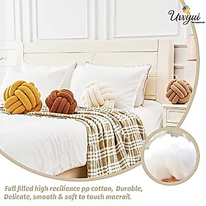 Uvvyui Knot Pillow Ball, Soft Home Decorative Pillows, Round Throw Pillow, Handmade Knotted Plush Pillow, Round Boucle Pillow Cushion (8.6 Inches Ivory)
