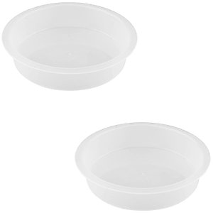 2pcs Plastic Round Bird Feeders Bowls, Wild Birds Seed Feeder Waterer Birdbath Accessories Feeding Station Tray for Goldfinch,Oriole,Hummingbird Ect