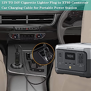 Aebgsa Cigarette Lighter to XT60 Connector Extension Cable, 12V/24V Car Charger and XT60 Adapter Used for Cars/Trucks to Solar Generator