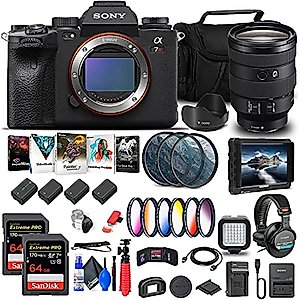 Sony Alpha a7R IIIA Mirrorless Digital Camera (Body Only) (ILCE7RM3A/B) + Sony FE 24-105mm f/4 Lens + 4K Monitor + Pro Headphones + Pro Mic + 2 x 64GB Memory Card + Photo Software + More (Renewed)