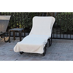 Luxury Hotel Spa Pool Fitted, Solid Terry Cloth Chase Lounge Cover 100% Ring-Spun Turkish Cotton, Soft and Absorbent Hottel Sized Chair Cover 90" X 29" - White