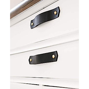 KEYAIIRA - Leather and Brass Drawer Handle - minimal furniture knobs modern kitchen handle pulls for cabinets farm house Scandinavian dresser hardware