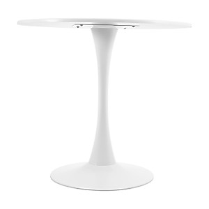 Round Dining Table, Tulip Kitchen Dining Table, Modern Small Desk Density Board Casual Table Coffee Table, Load-Bearing Capacity 165.35lbs, Suitable for Restaurant, Café, Dining Room, Balcony (White)