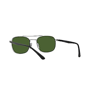 Ray-Ban RB3670CH Chromance Square Sunglasses, Silver/Polarized Dark Green, 54 mm