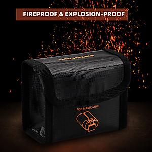 HeiyRC Lipo Battery Safe Bag for DJI Mini 4K/Mini 2/Mini 2 SE/Mini SE/Mavic Mini Batteries Protection Storage Case Fireproof Explosion-proof Pouch Accessories