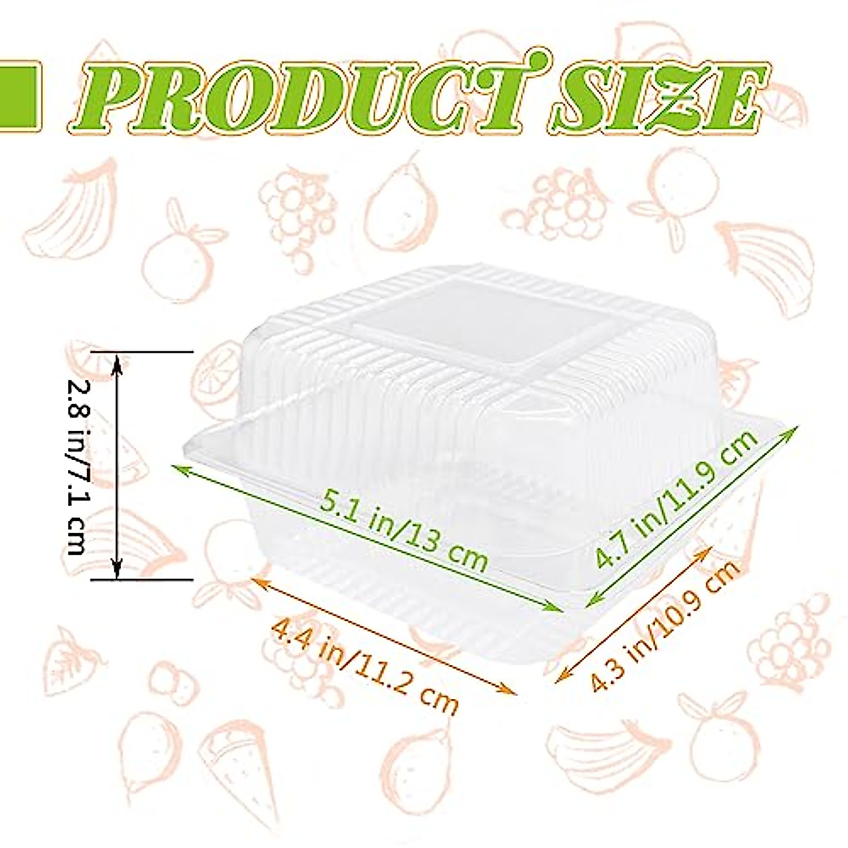 OJYUDD 200 Pack Clear Plastic Square Hinged Food Container,Disposable To Go Containers with Clear Lids,Take Out Square Clamshell Food Boxes for Dessert,Cakes,Cookies,Pasta,Sandwiches