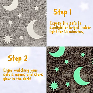 Truwelby Kids Sofa, Glow in The Dark Toddler Chairs Children's 2 in 1 Convertible Sofa to Lounger - Extra Soft Flip Open Chair & Sleeper, Kids Couch for Kids Girls Boys