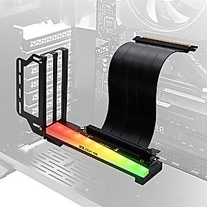 EZDIY-FAB Vertical Graphics Card Holder Bracket with ARGB 5V 3Pin LED,GPU Mount,Video Card VGA Support Kit with PCIE3.0 Riser Cable- Black